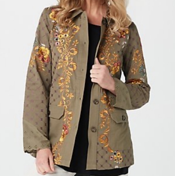 LOGO by Lori Goldstein | Jackets & Coats | Logo Lavish Embroidered ...